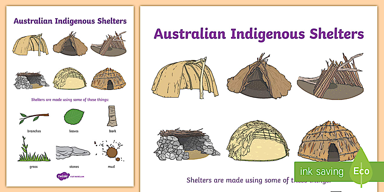 Black and White Australian Indigenous Shelter Display Poster