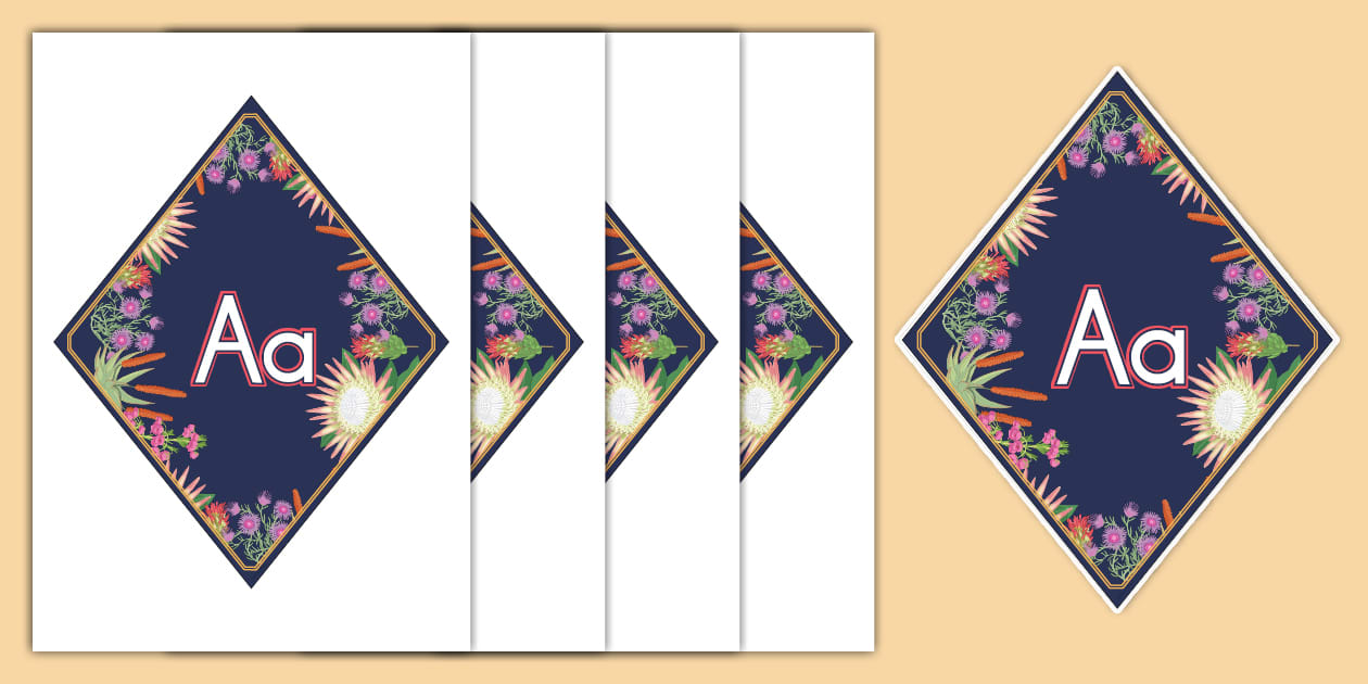 Fynbos-Themed Letters Rhombus Display Shape (teacher made)