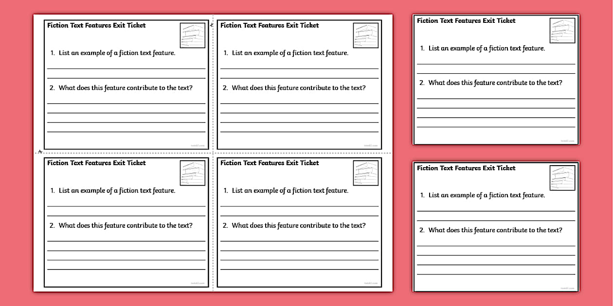 Third Grade Fiction Text Features Exit Ticket (Teacher-Made)