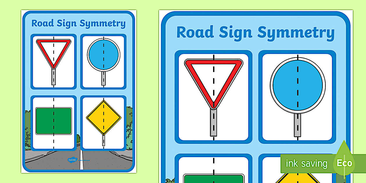 2D Shape Road Sign Symmetry Display Poster (teacher made)