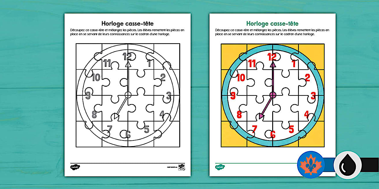 * NEW * Clock Jigsaw Puzzle French (teacher made) - Twinkl