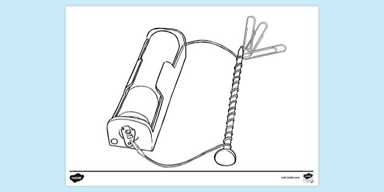 Electro Magnet with Clips Colouring Sheet | Colouring Sheets