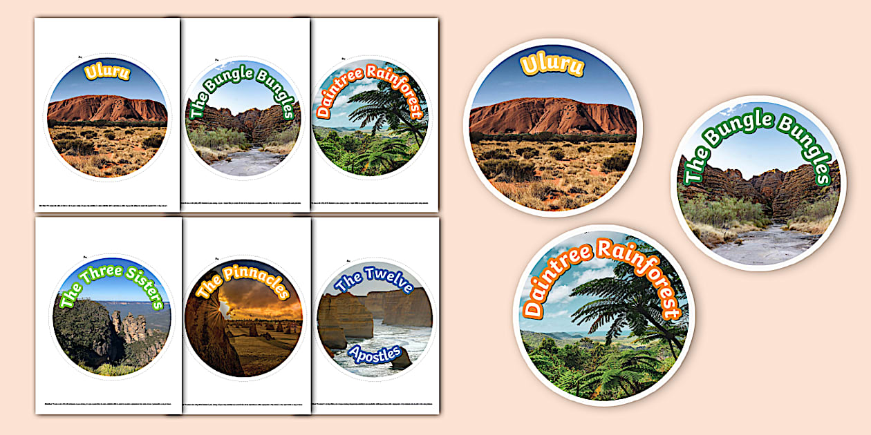 Landforms in Australia Circle Display Photo Cut-Outs