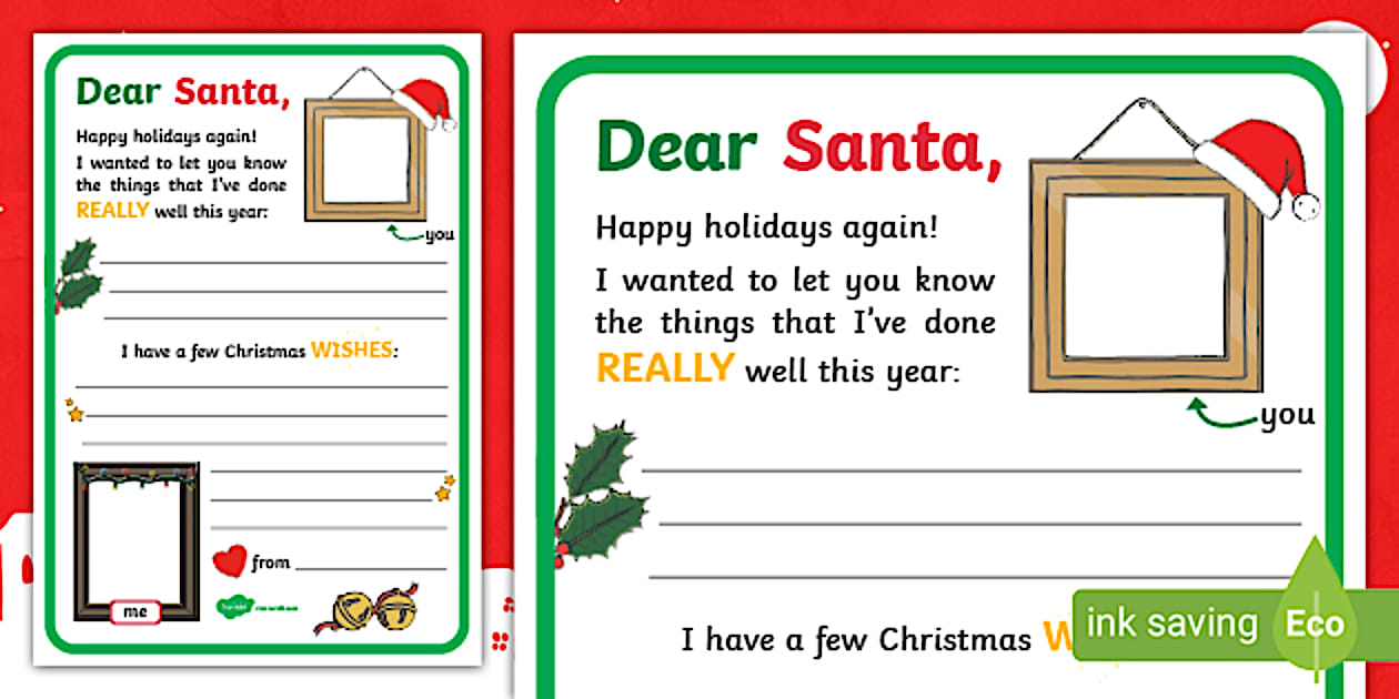 Scaffolded Letter to Santa Writing Template (teacher made)
