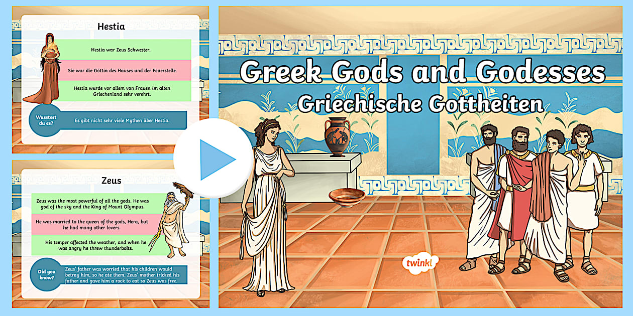 Greek Gods PowerPoint English/German - Twinkl