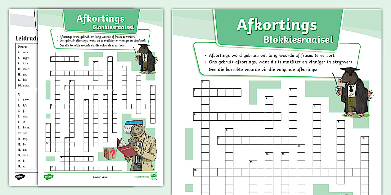 Afkortings Blokkiesraaisel (Teacher-Made) - Twinkl