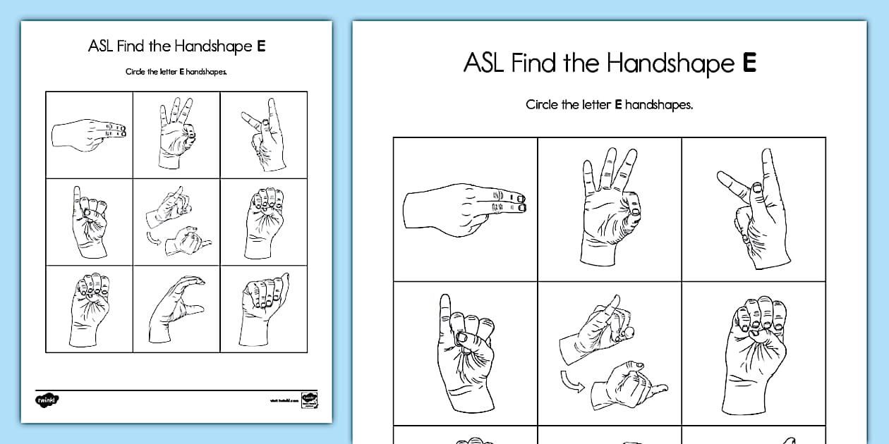 ASL Find the Handshape Letter E Activity (Teacher-Made)