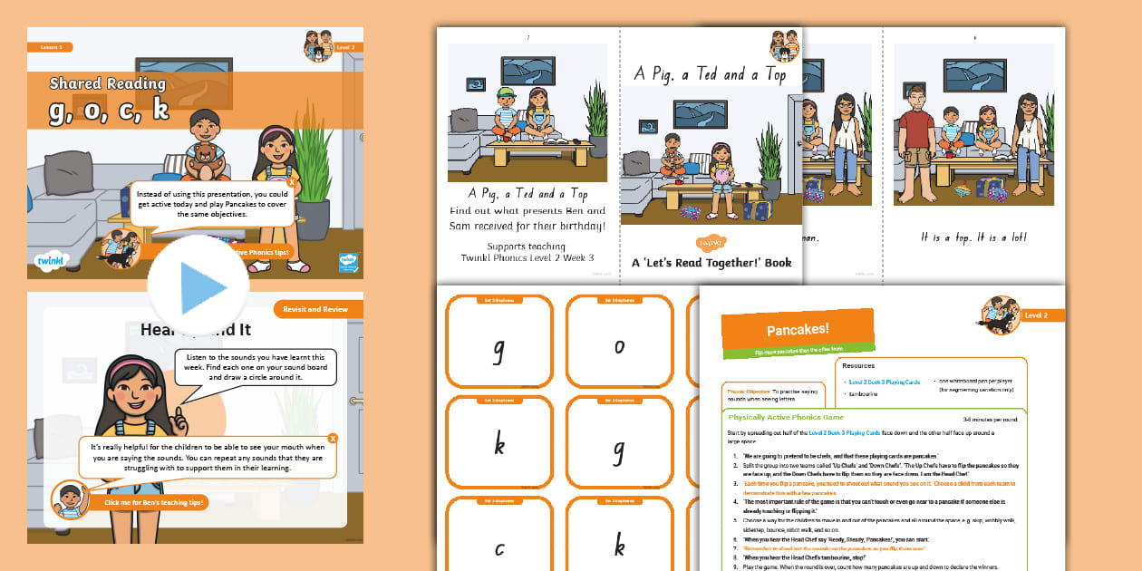 Phonics Level 2 Week 3 Lesson 5: recap of 'g, o, c, k'