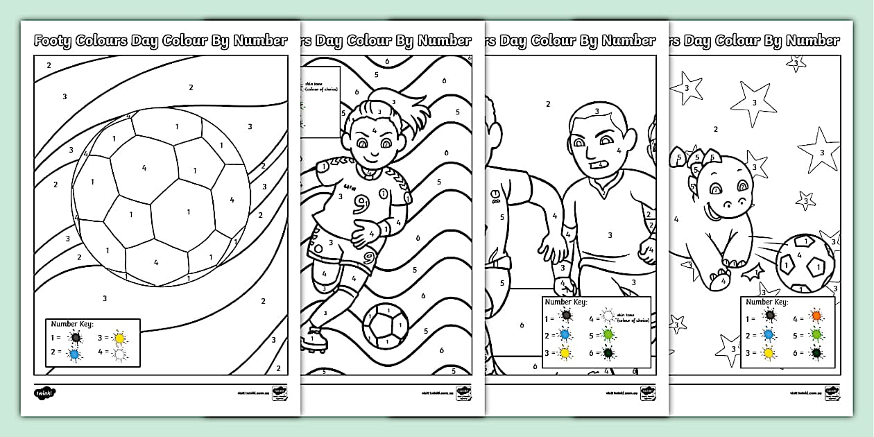 Footy Colours Day Colour By Number - Differentiated - Twinkl