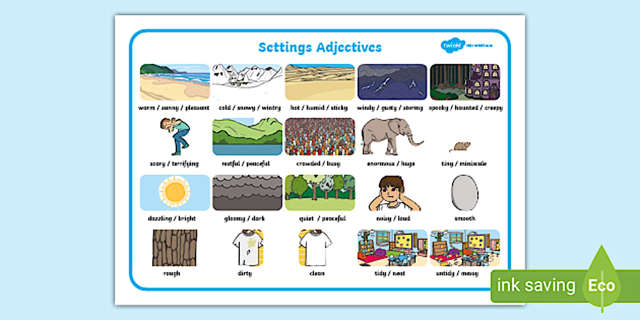 Settings Adjective Word Mat (teacher made) - Twinkl