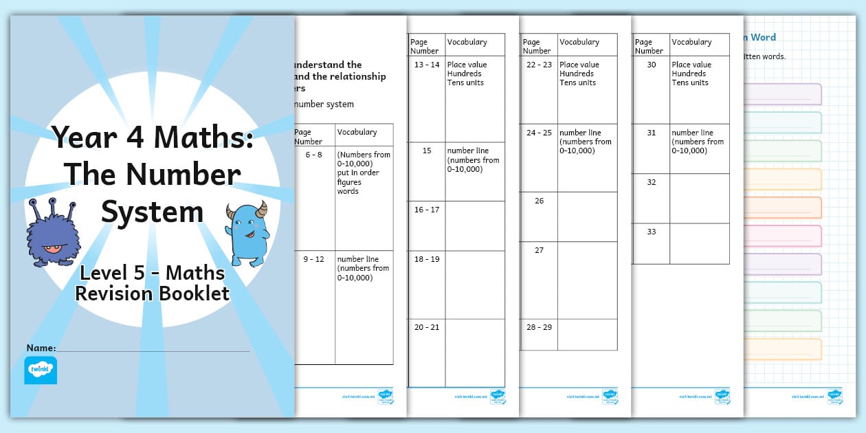 Year 4 Maths: The Number System Revision Booklet - Twinkl