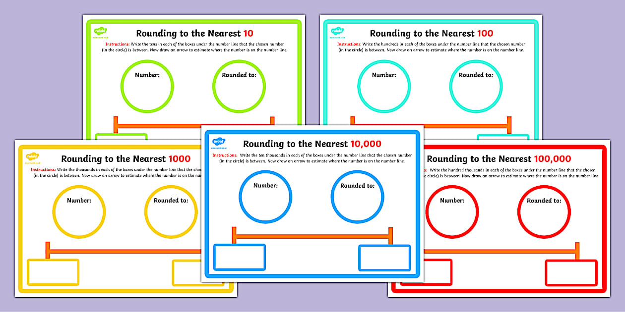 Rounding Off to Nearest 10 100 1000 10000 100000 Number Line Mat ...