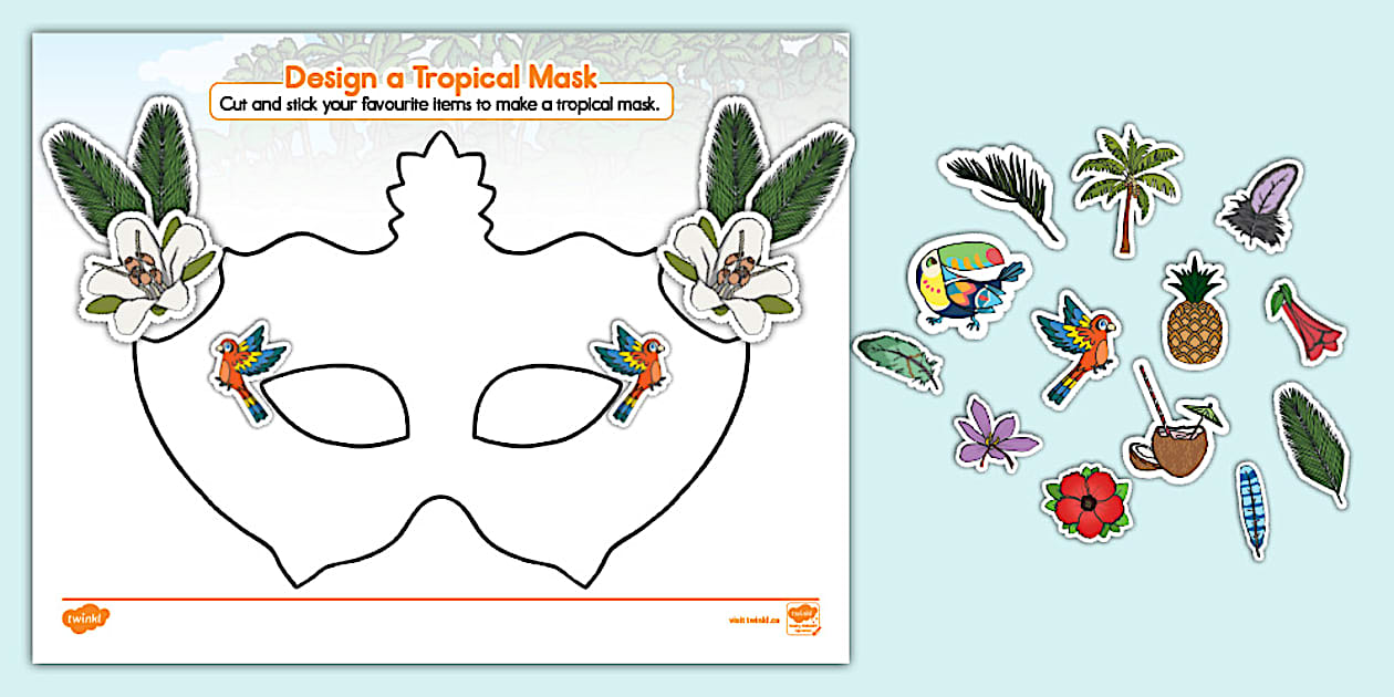 Design a Tropical Mask Cutting Skills Activity - Twinkl