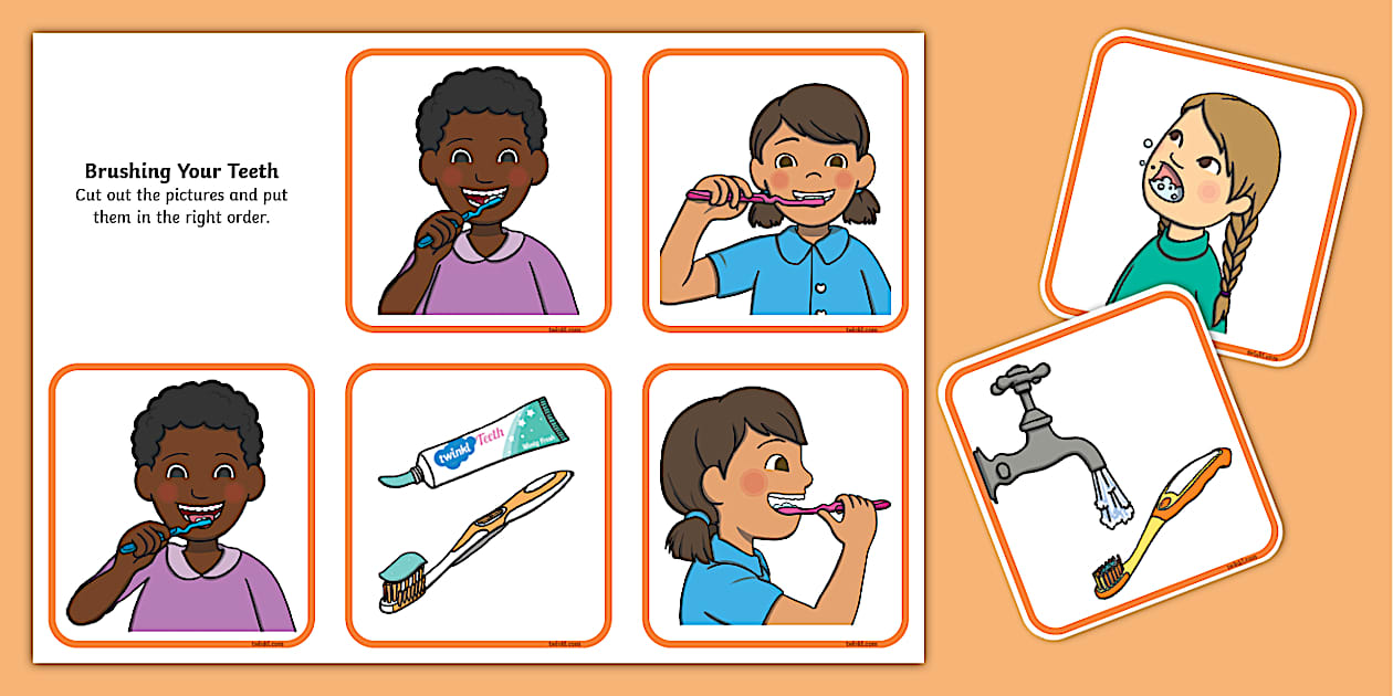 Teeth brushing sequence activity | Twinkl (teacher made)