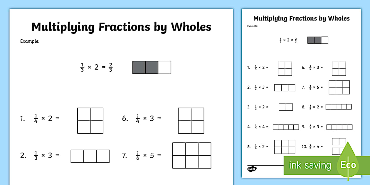 Multiplying Fractions by Whole Numbers Worksheets | Twinkl