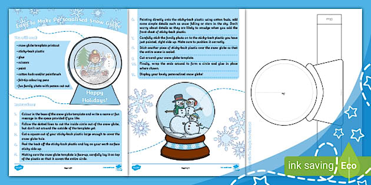 Laminator-Free Personalised Snow Globe Craft (teacher made)