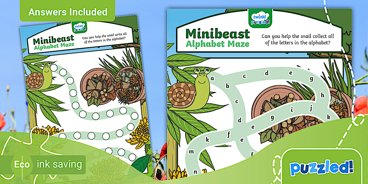 Minibeasts Alphabet Maze Differentiated Activity - Twinkl
