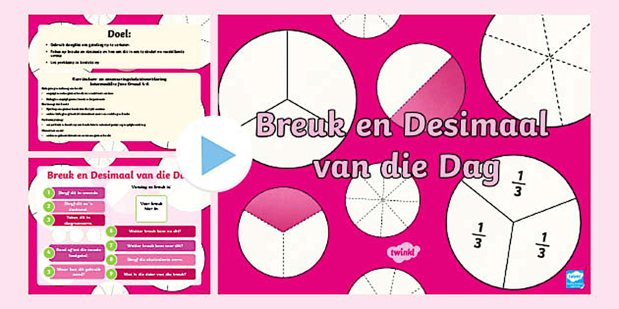 Breuk en Desimaal van die Dag - Twinkl