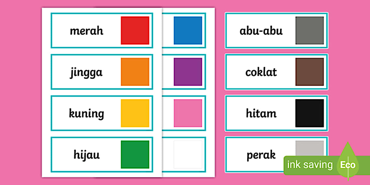 Editable Colours Vocabulary Cards Indonesian - Twinkl