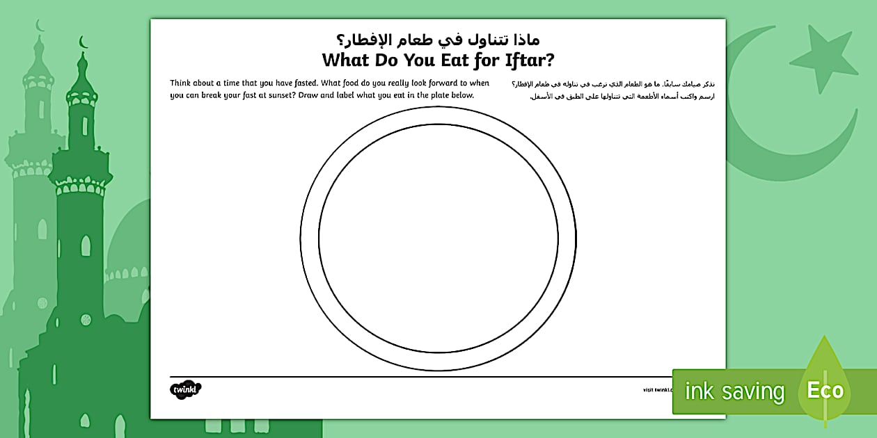 Iftar Plate Activity - Arabic/English (teacher made)