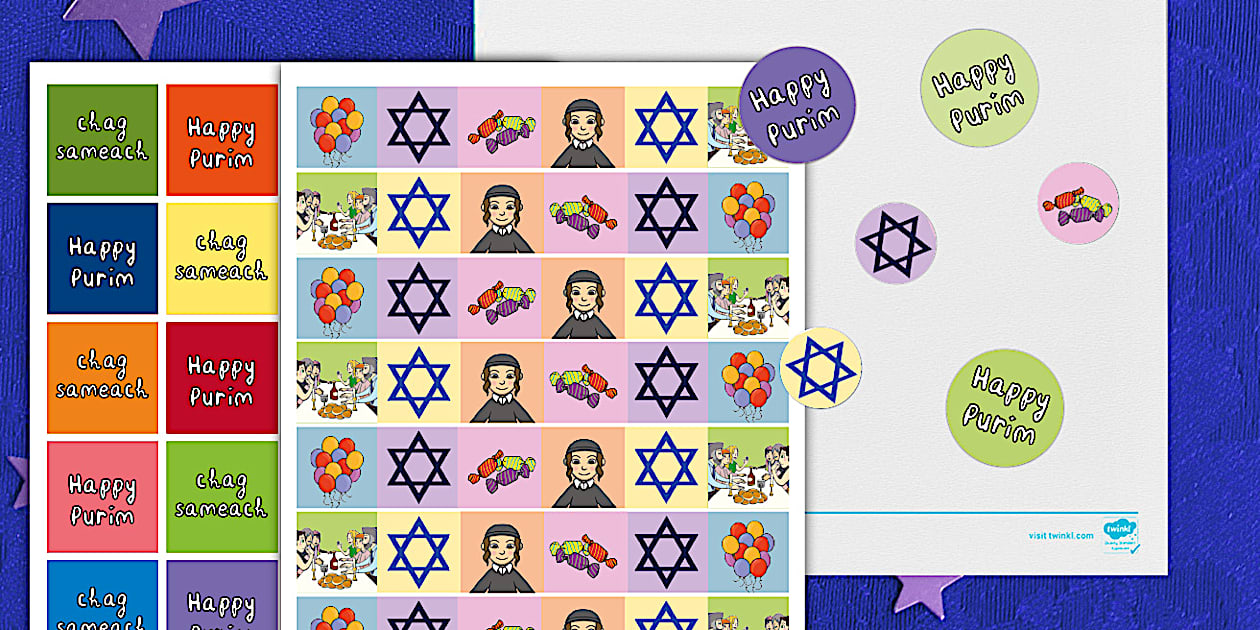 Purim - Celebration Stickers (teacher made) - Twinkl