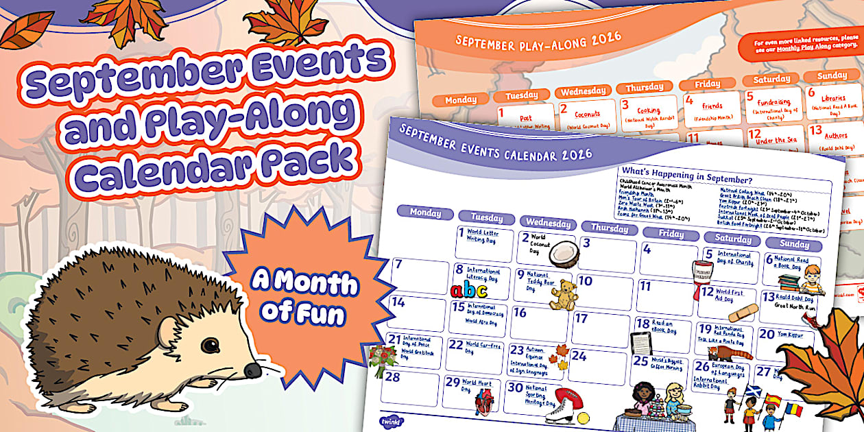 September Events and Play-Along Calendar Pack