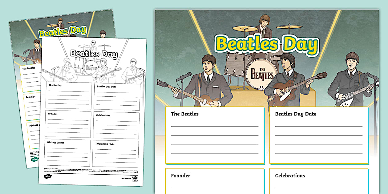 Beatles Day Fact File Template (teacher made) - Twinkl