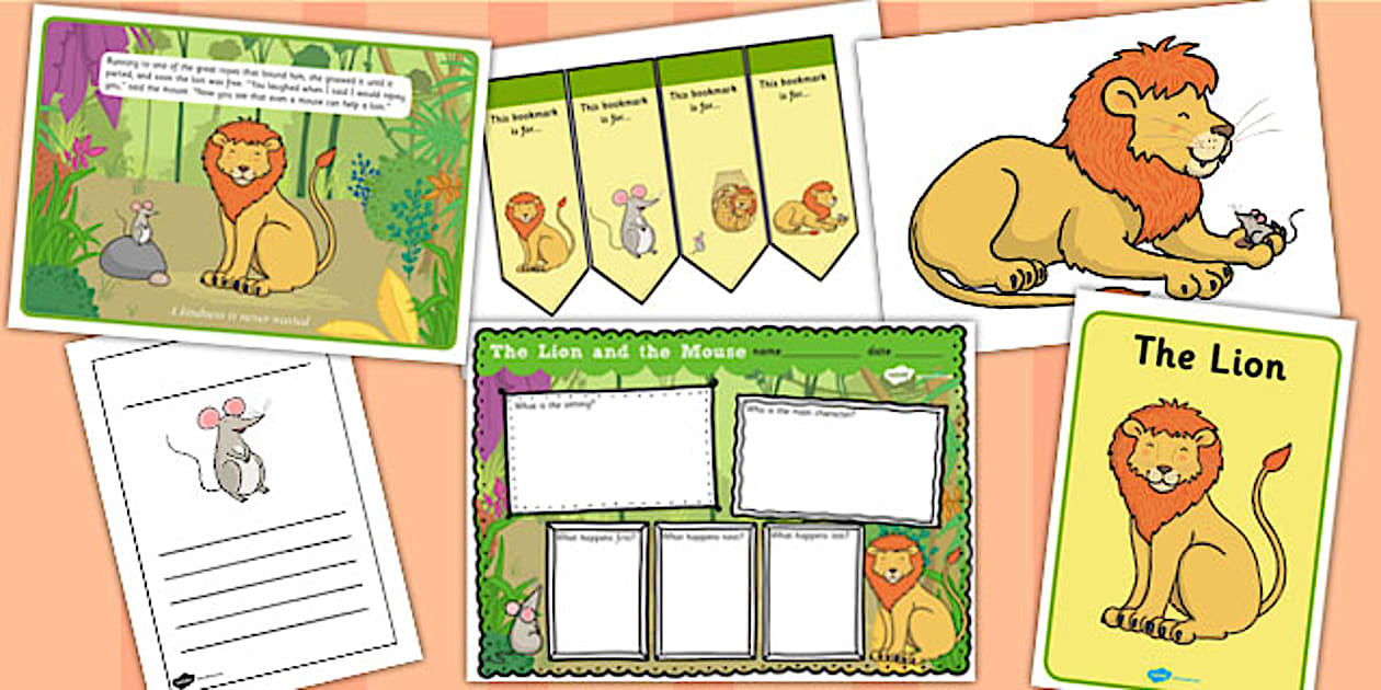 The Lion And The Mouse Story Sack (teacher made) - Twinkl