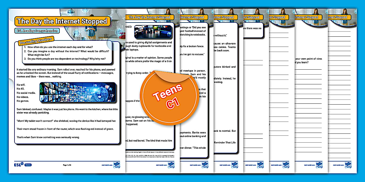 ESL C1 Teens Short Story Comprehension (teacher made)