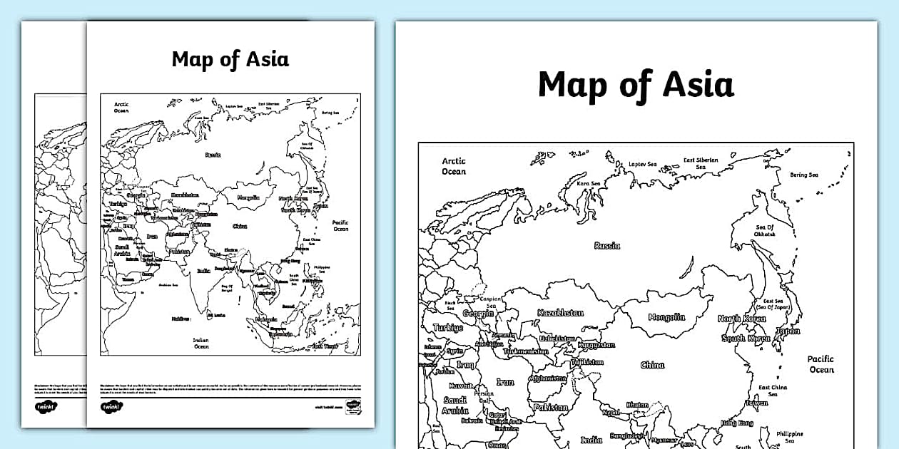 Blank Map of Asia Worksheets | Twinkl Resources - Twinkl