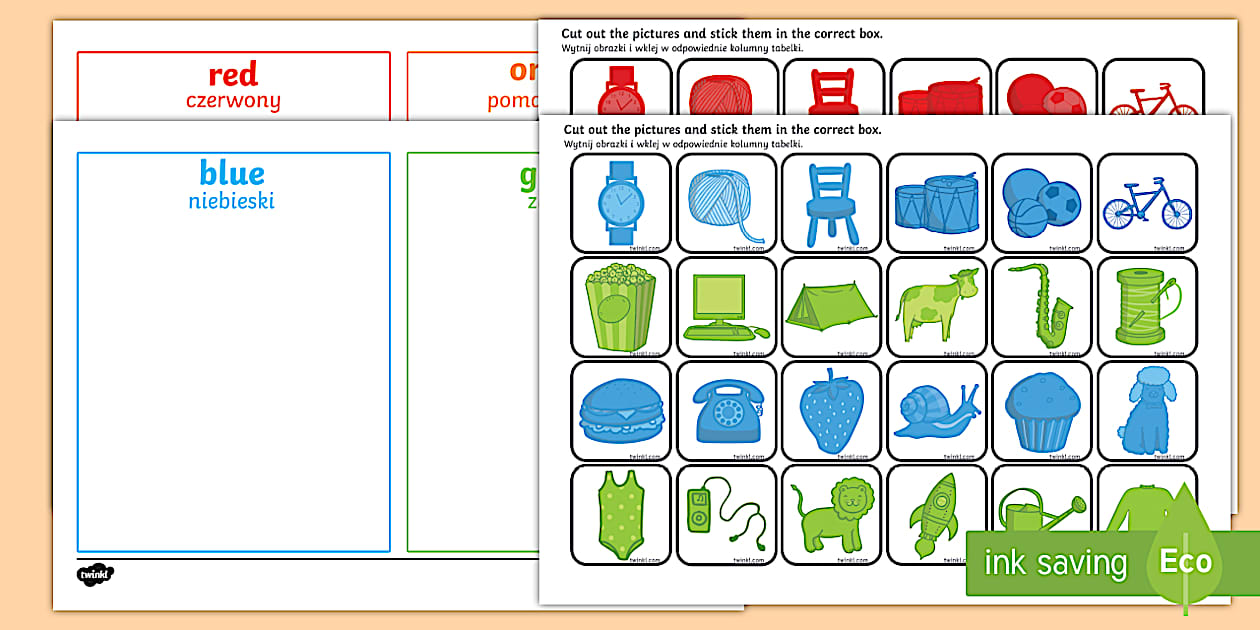 Colour Sorting Activity English/Polish - Colour Sorting Activity