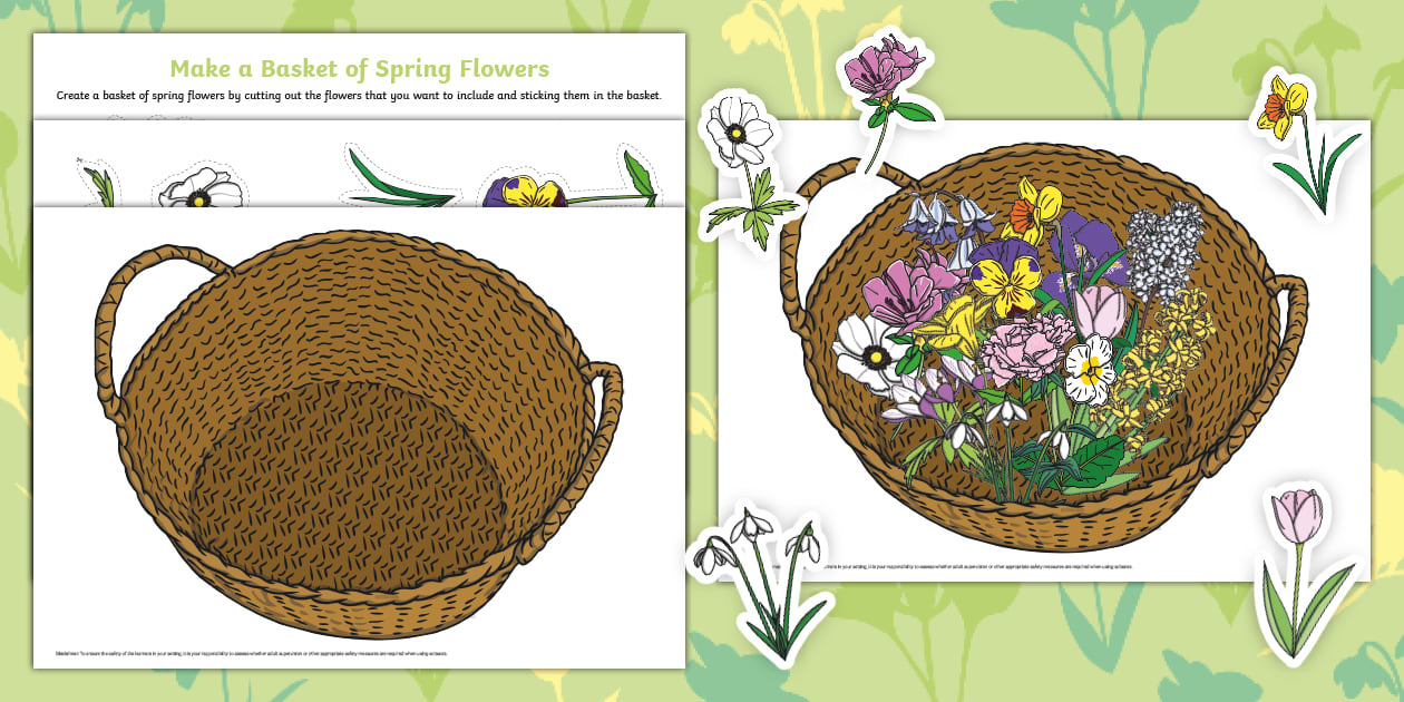 Spring Flower Basket Cutting Activity | Twinkl Crafts | EYFS