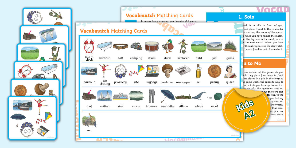 Vocab match Nouns for Elementary Level (teacher made)