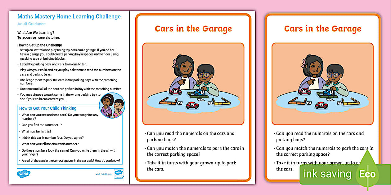 👉 Eyfs Recognising Numerals Home Learning Cars In The Garage