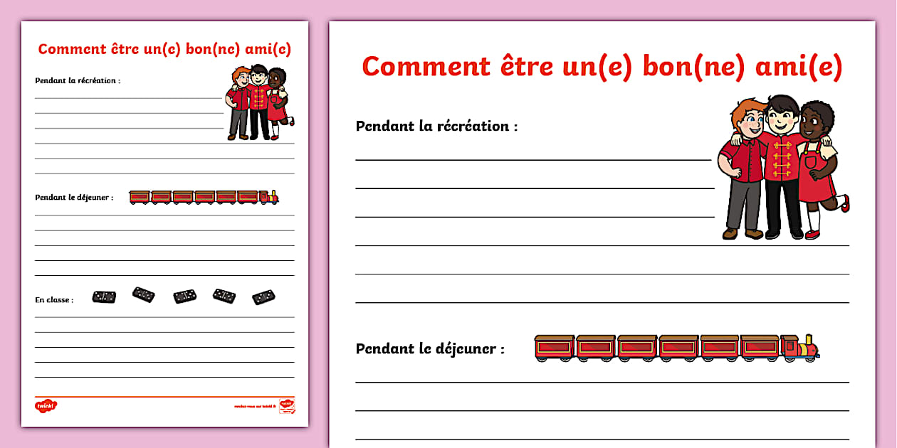 Supports pour la production écrite : Comment etre un bon ami