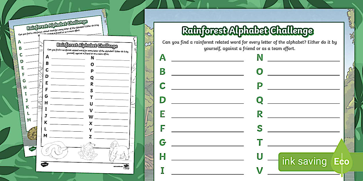 Rainforest Alphabet Challenge (Teacher-Made) - Twinkl