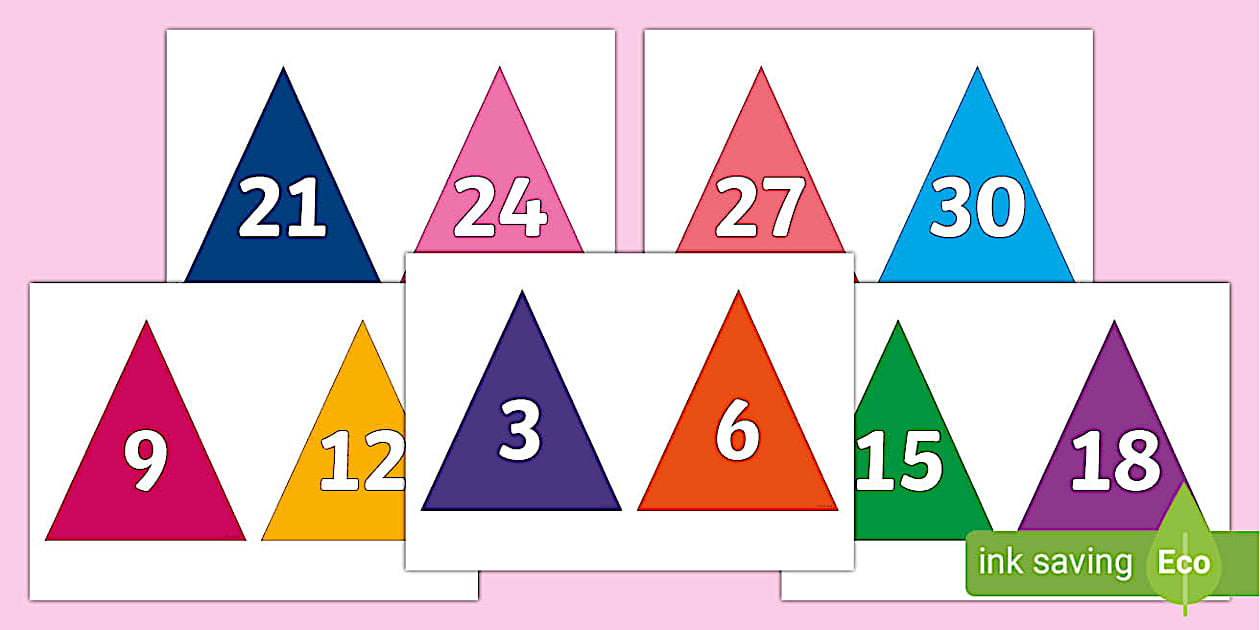 Counting in 3s on Triangles Cut-Outs (teacher made) - Twinkl