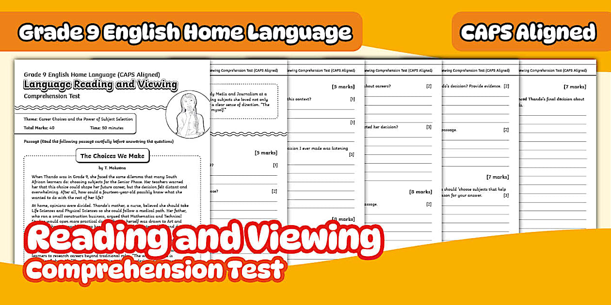 Grade 9 English Home Language Reading and Viewing Comprehension Test (CAPS