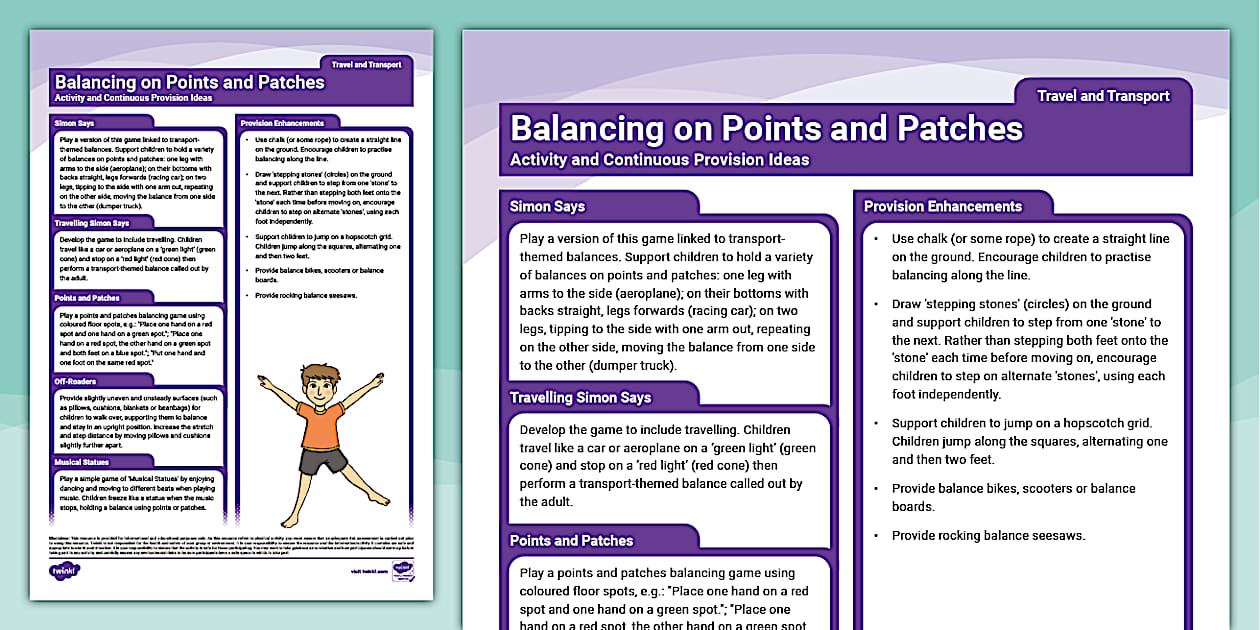 Physical Development: Balance on Points and Patches Activity and Continuous
