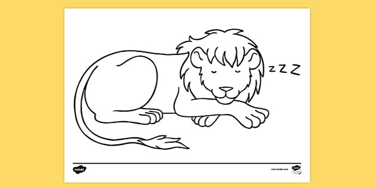 Sleeping Lion Colouring Sheet - Creative Activity for Kids