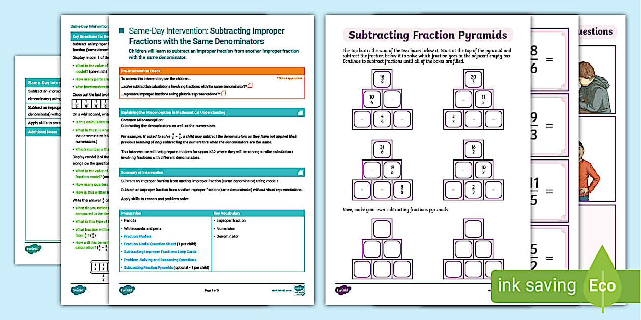 👉 Yr 4 Maths Intervention: Subtracting Improper Fractions