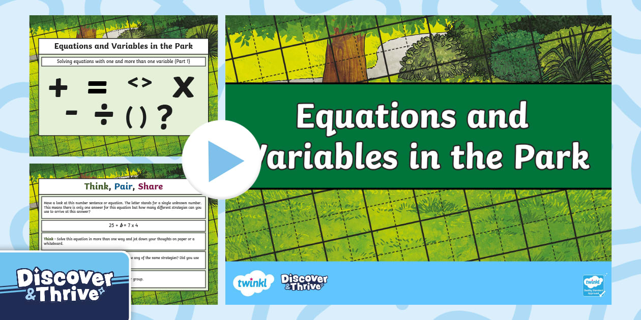 Equations and Variables in the Park PowerPoint - Twinkl