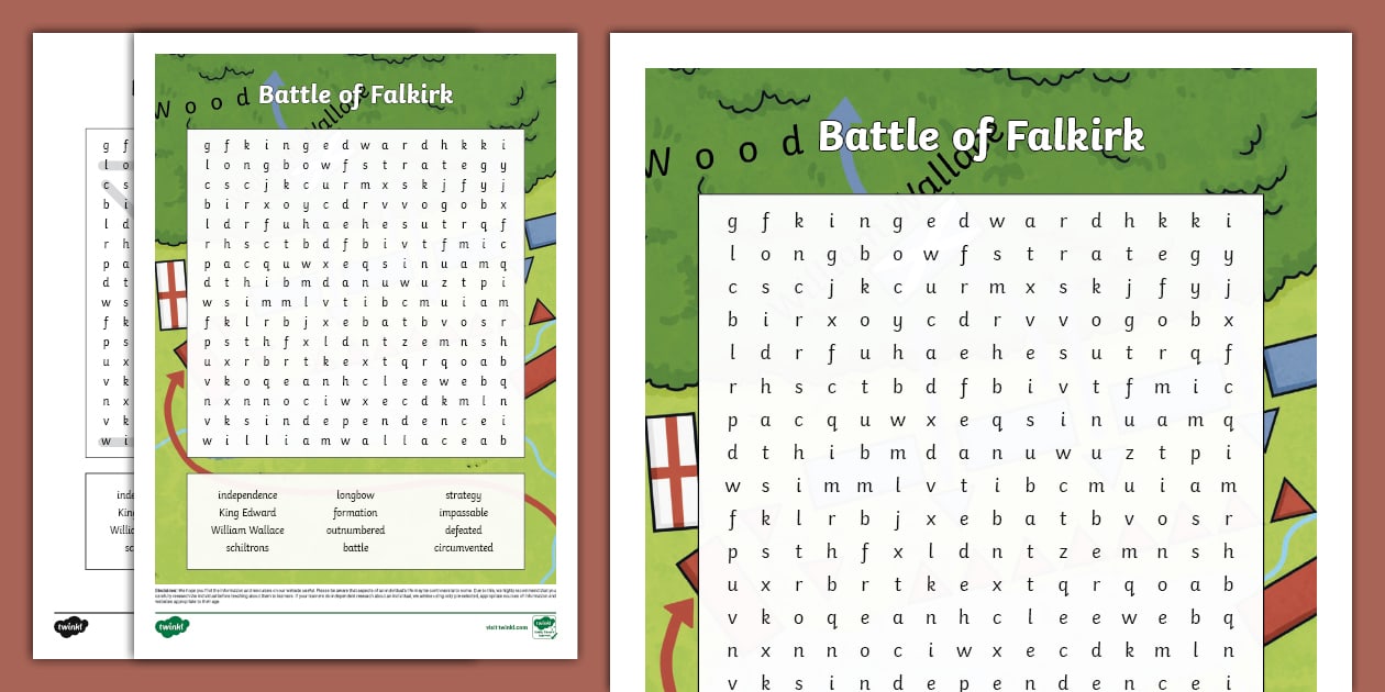 Battle of Falkirk Word Search (Teacher-Made) - Twinkl