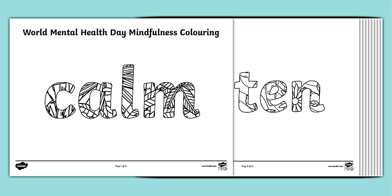 World Mental Health Day Mindfulness Colouring