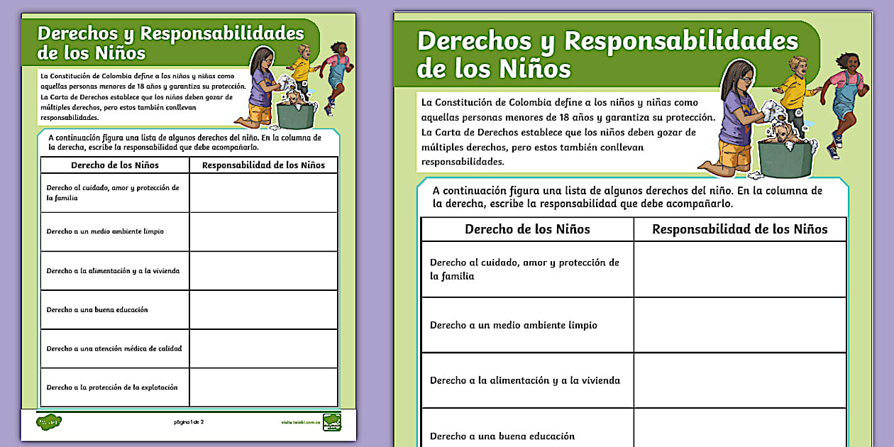 Actividad Derechos y Responsabilidades de los Niños - Twinkl