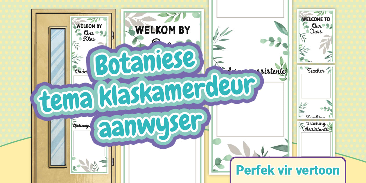 Botaniese-tema klaskamerdeur-aanwyser