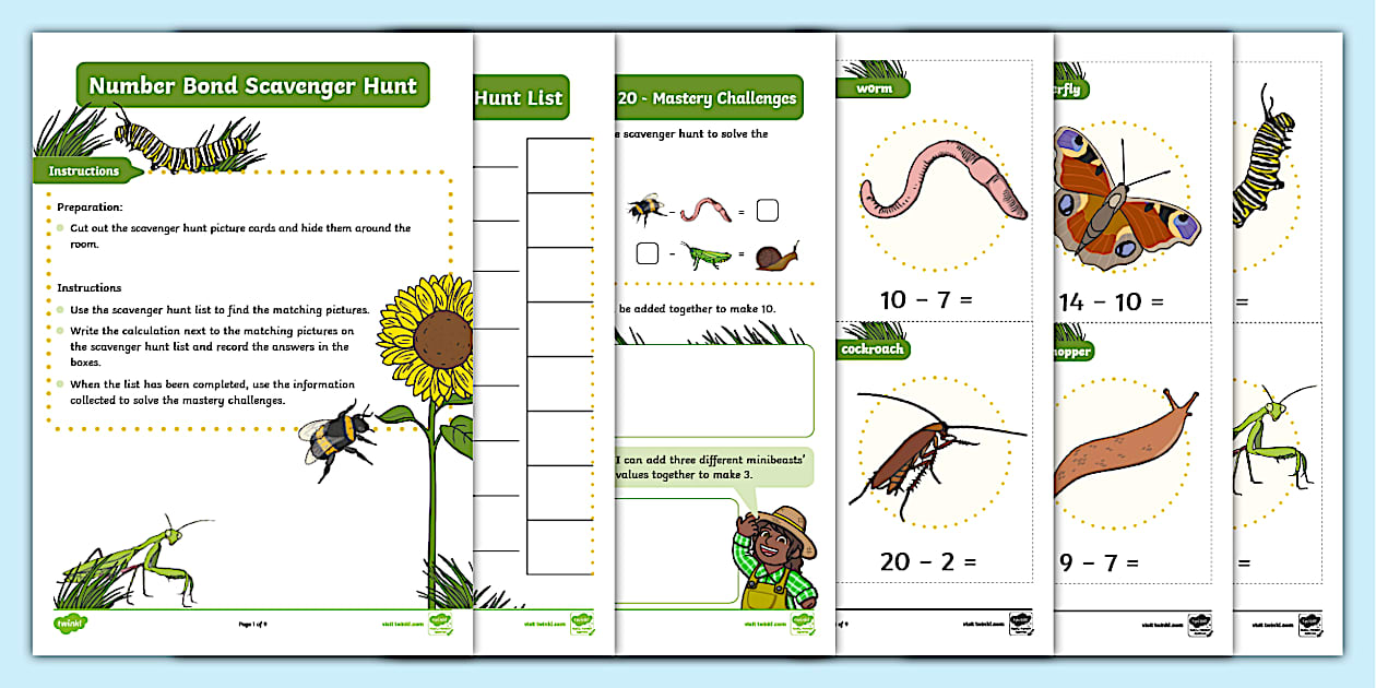 👉 KS1 Maths Scavenger Hunt – Addition/Subtraction within 20