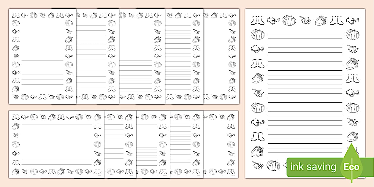 Autumn-Themed Colouring Page Borders,Autumnal (teacher made)