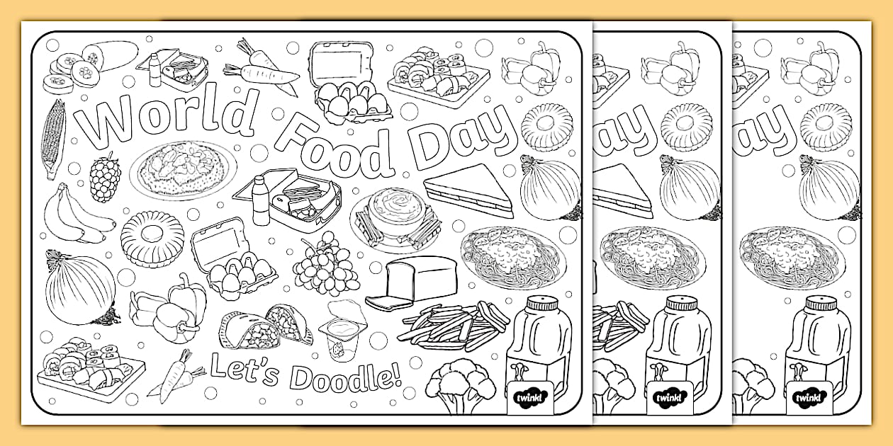 World Food Day Doodle Colouring Pages - Twinkl - KS1