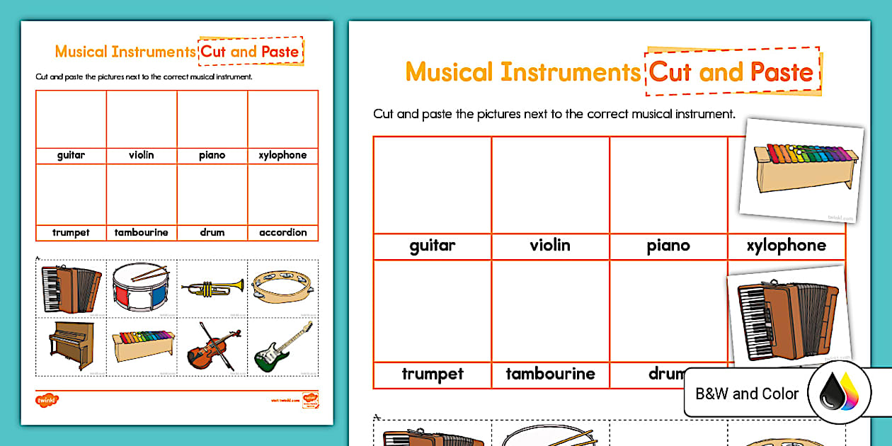 Musical Instruments Worksheet | Music | Twinkl USA - Twinkl